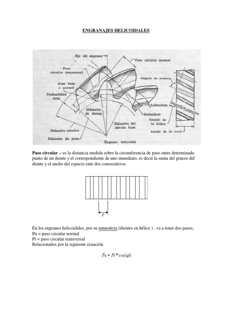 Engranajes Helicoidales: Paso y Modulo | PDF | Engranaje | Circulo