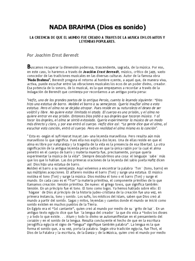 Nada Brahma | PDF | Mitos de la creación | Alma