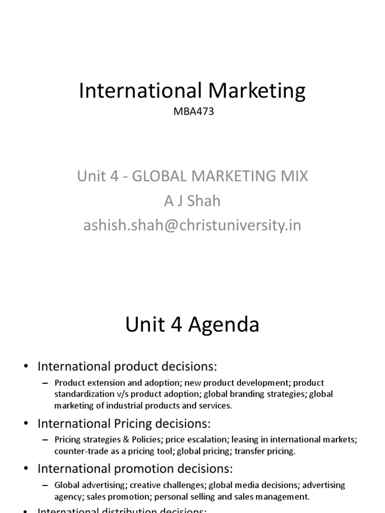 Unit 4 - Global Marketing Mix | PDF | Exports | Retail