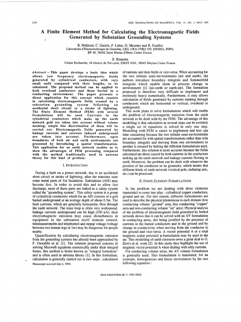 A Finite Element Method For Calculating The Electromagnetic Fields