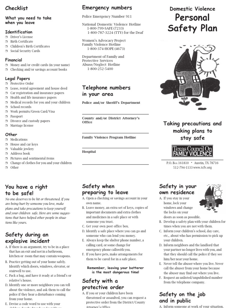 Personal Safety Plan | PDF | Domestic Violence | Identity Document