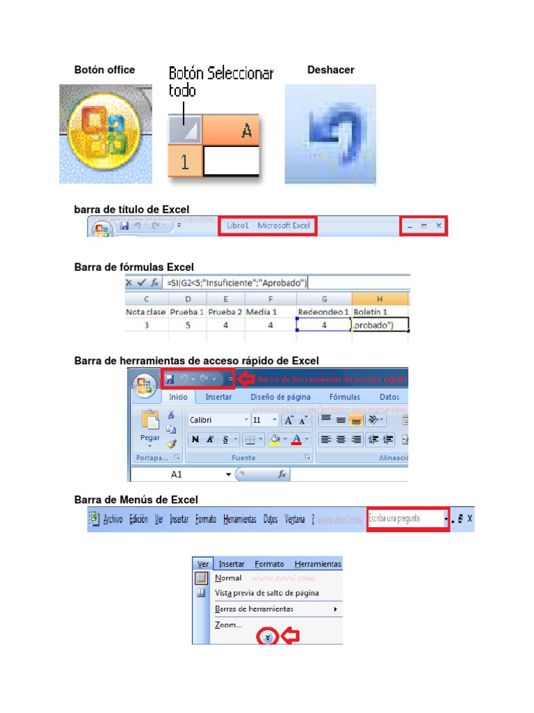 Elementos clave de la interfaz de Excel | PDF | Métodos y materiales de ...