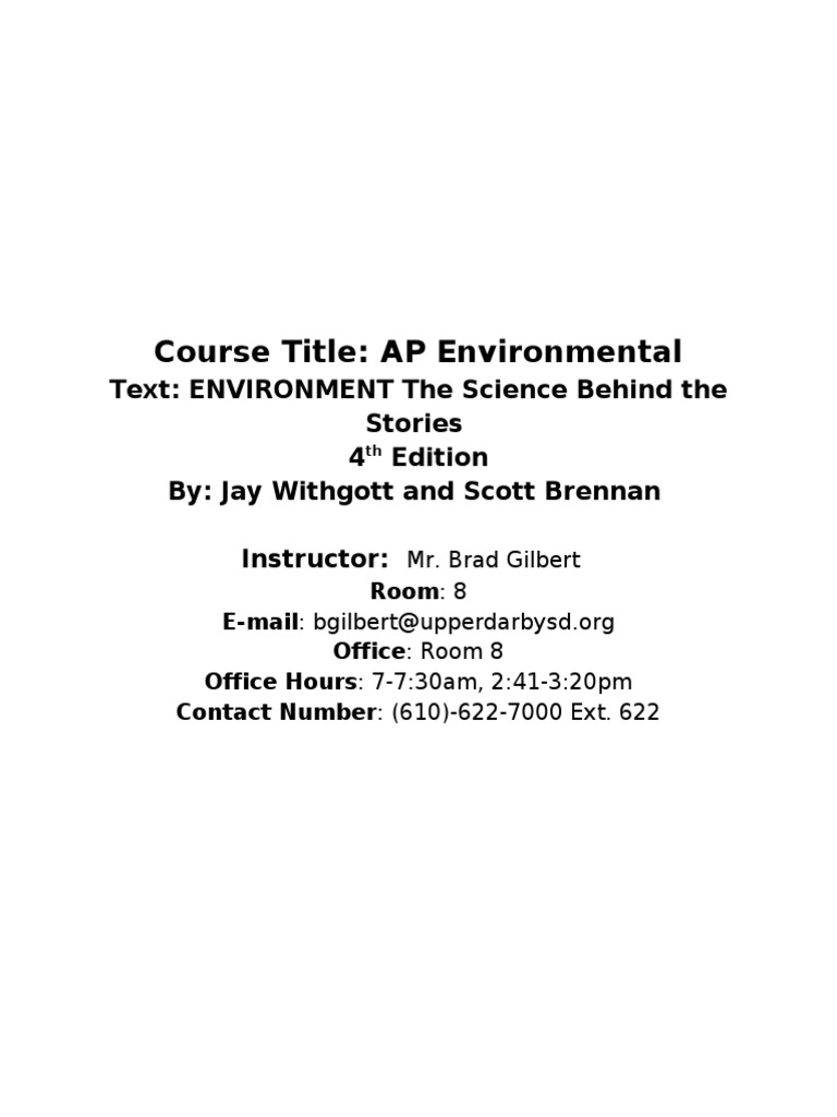 APES Course Syllabus | PDF | Environmental Science | Ecology