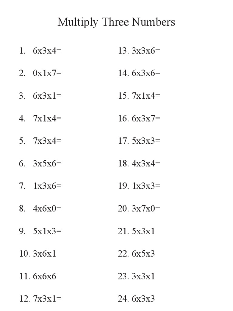 Multiply Three Numbers | PDF