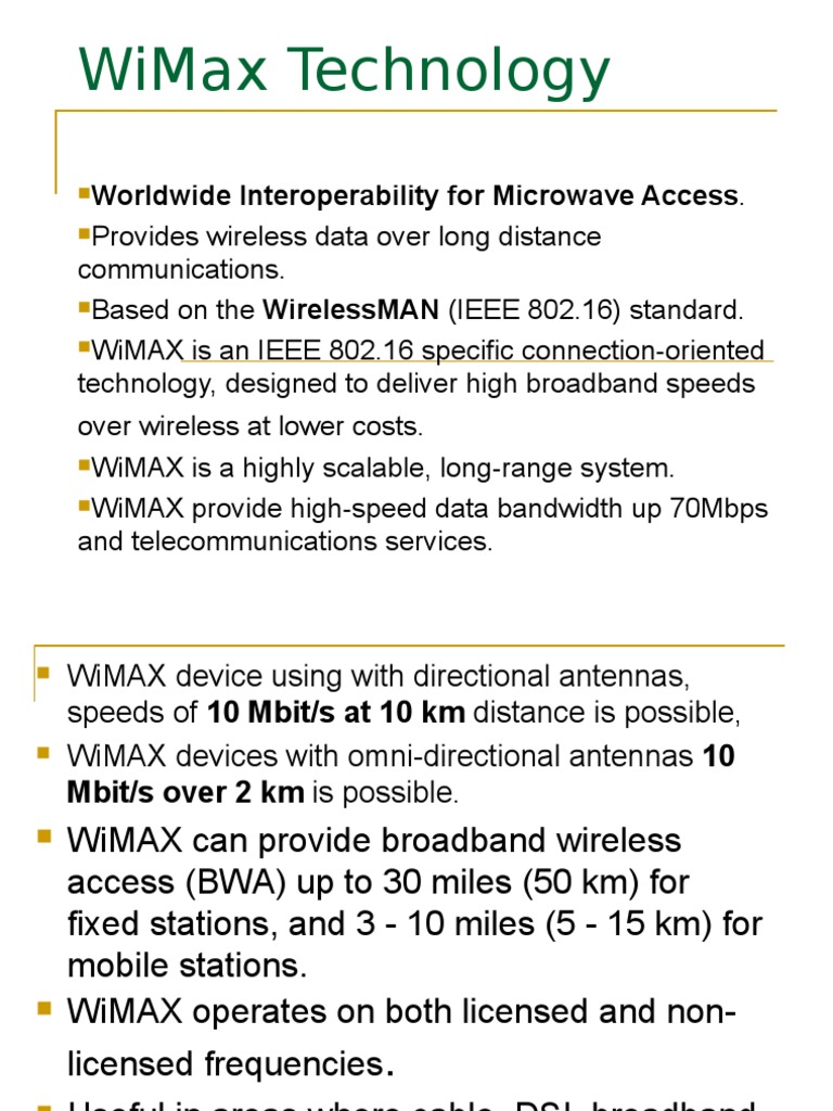 Wimax Technology: Worldwide Interoperability For Microwave Access | PDF ...