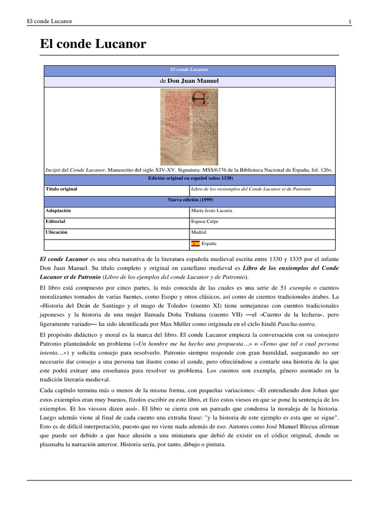 El Conde Lucanor | PDF | Literatura española | Literatura en español