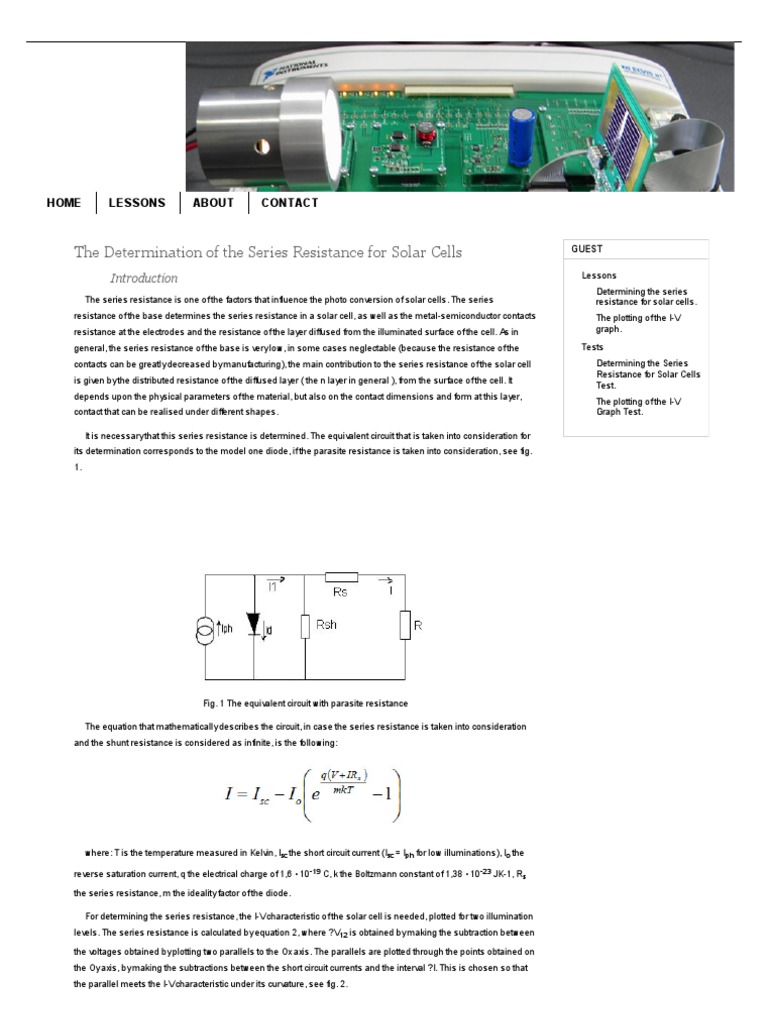 The Determination of The Series Resistance For Solar Cells | PDF ...