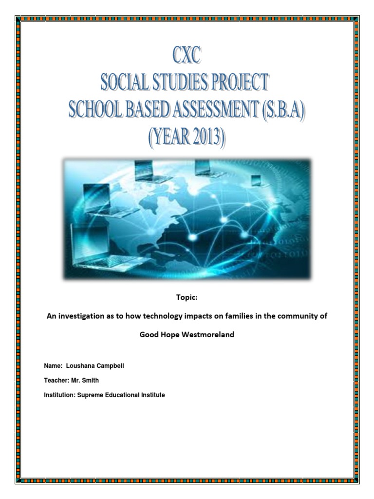 THE SBA-Social Studies | PDF | Mobile Phones | Internet