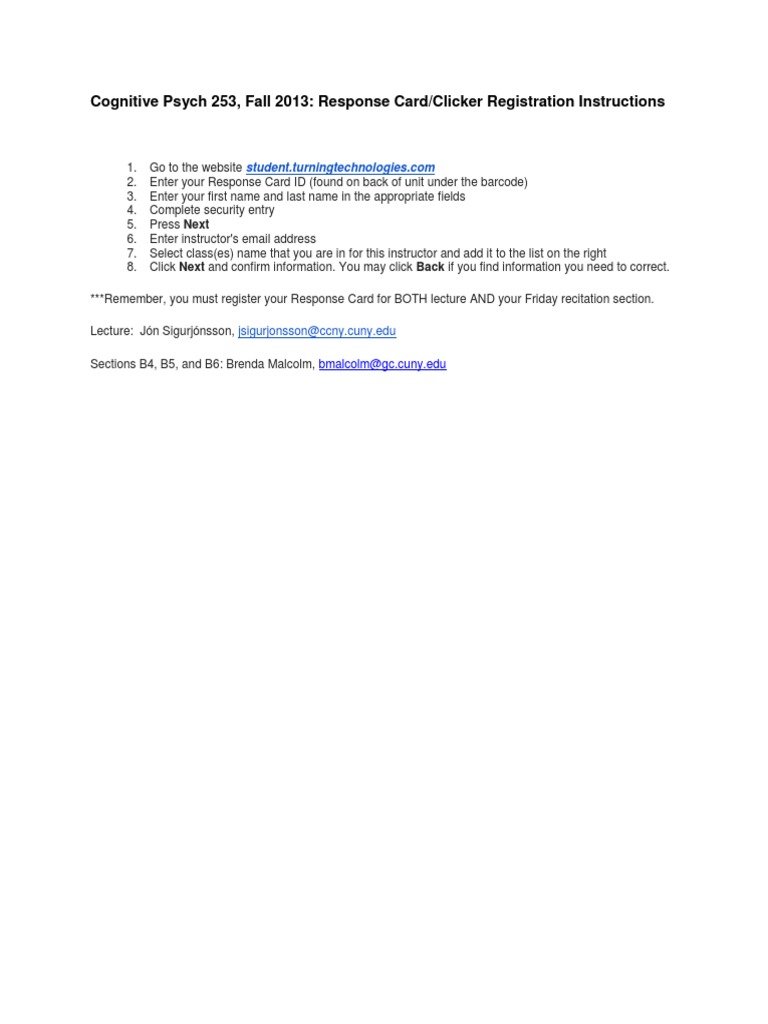Response Card Registration Guide | PDF