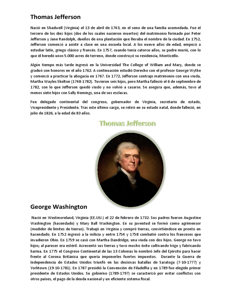 Thomas Jefferson | PDF | Thomas Jefferson | Gobierno