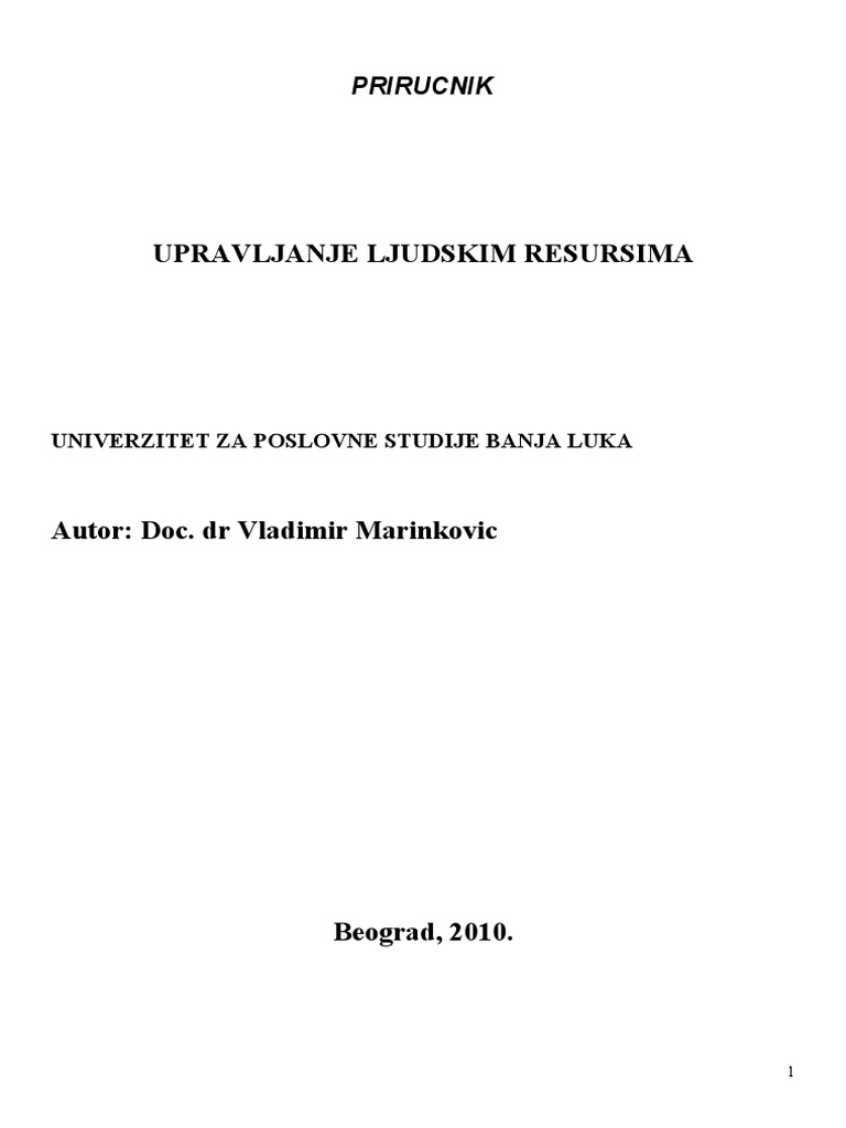 Upravljanje Ljudskim Resursima | PDF
