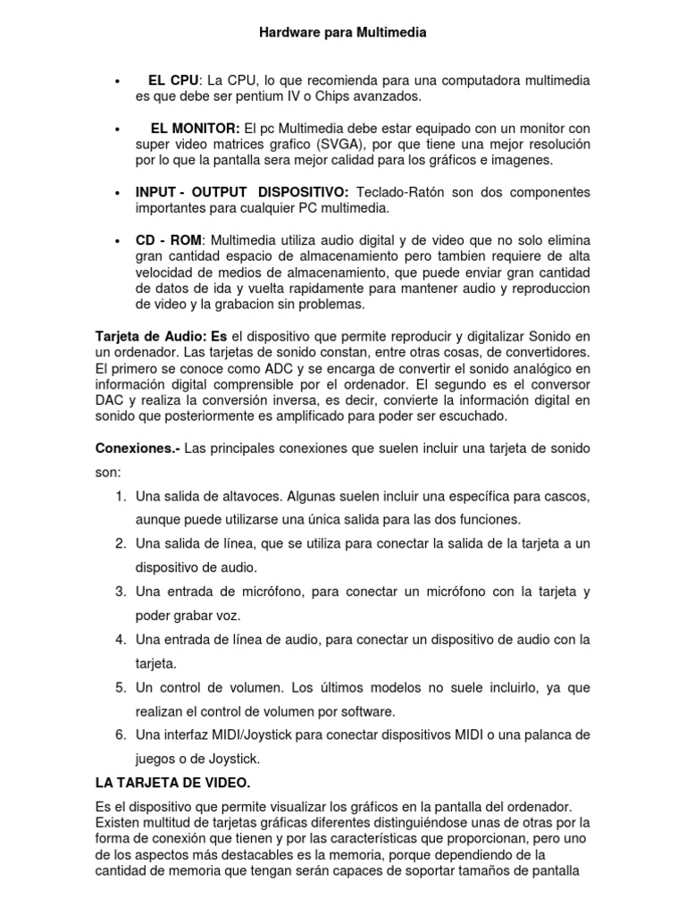 Guía de Hardware para Multimedia | PDF | Ordenador portátil | Monitor ...