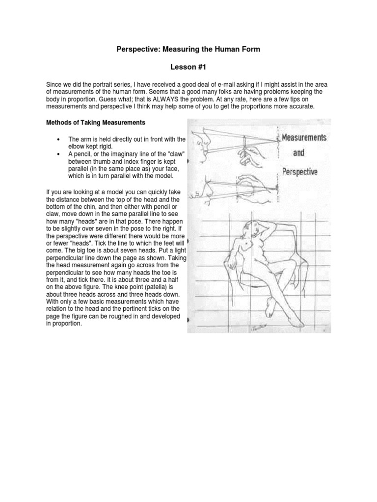 Perspective: Measuring The Human Form Lesson #1: Methods of Taking ...