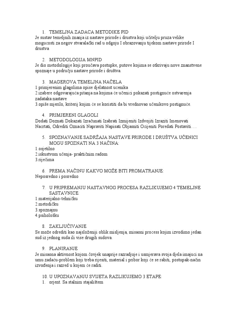 Metodika Nastave Prirode I Drustva | PDF