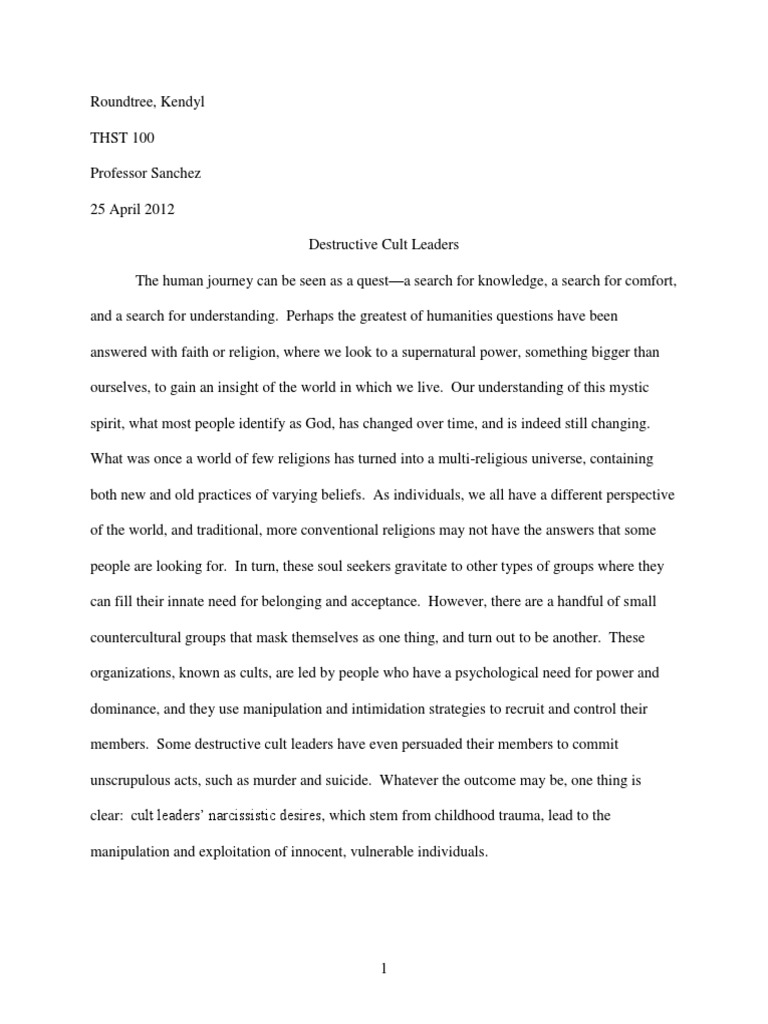 Destructive Cult Leaders | PDF | Mind Control | Cult And Sect