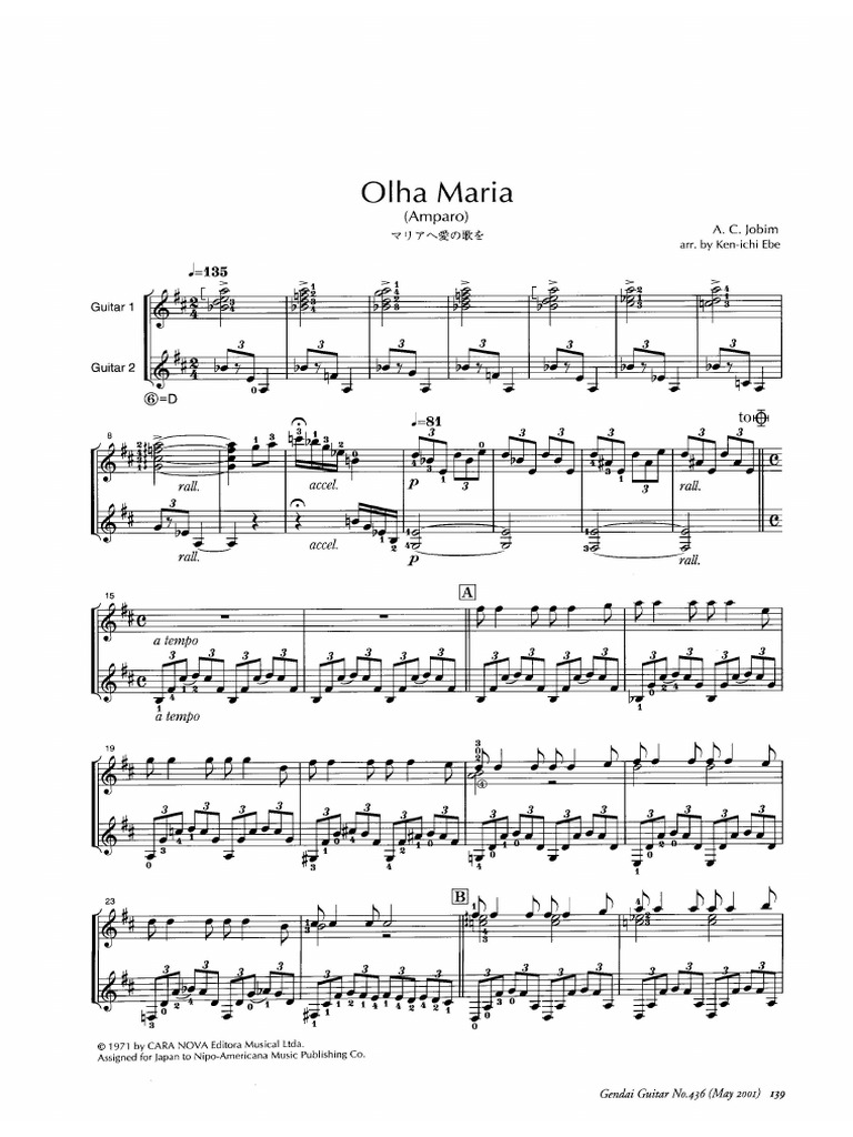 A.C.jobim - Olha Maria, Arr by Ken-Ichi Ebe (Duo) | PDF | Foreign ...
