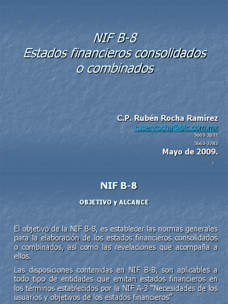 06 Nif B-8 | PDF | Estado financiero | Subsidiario