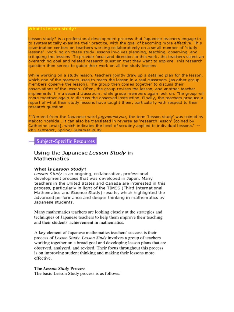 What Is Lesson Study | PDF | Lesson Plan | Teachers