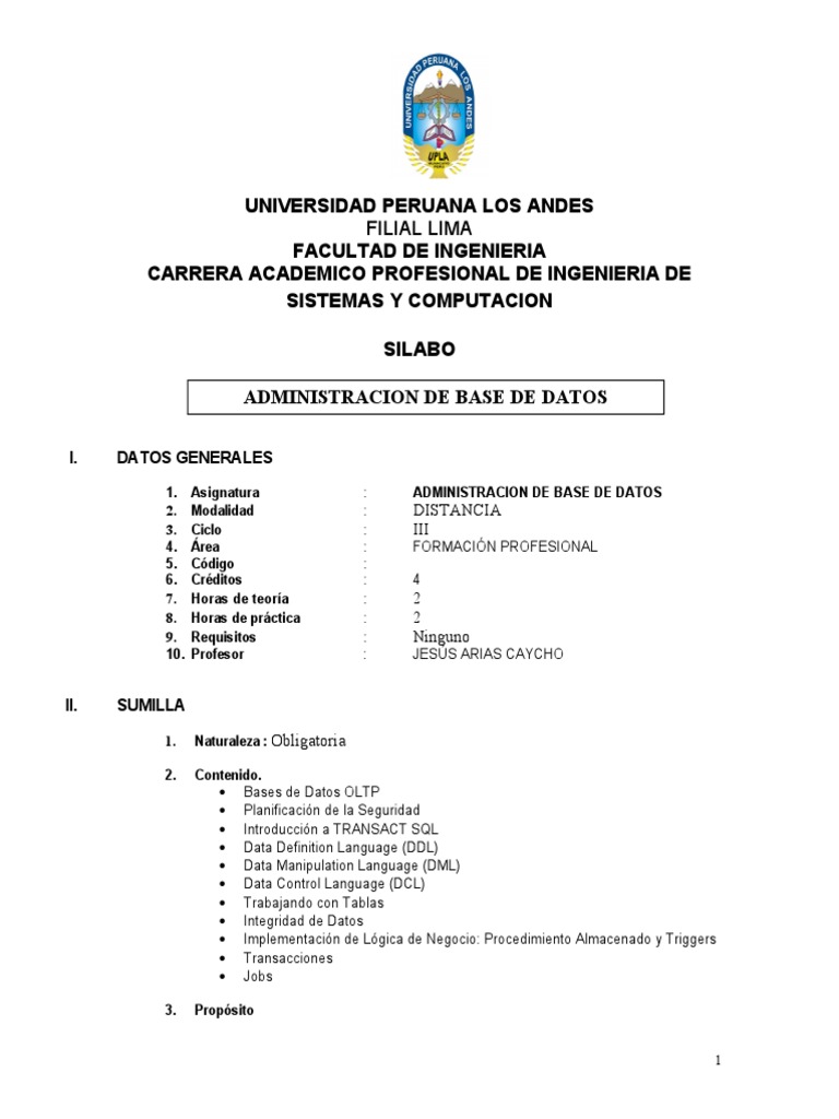 Administracion de Base de Datos | PDF | SQL | Bases de datos