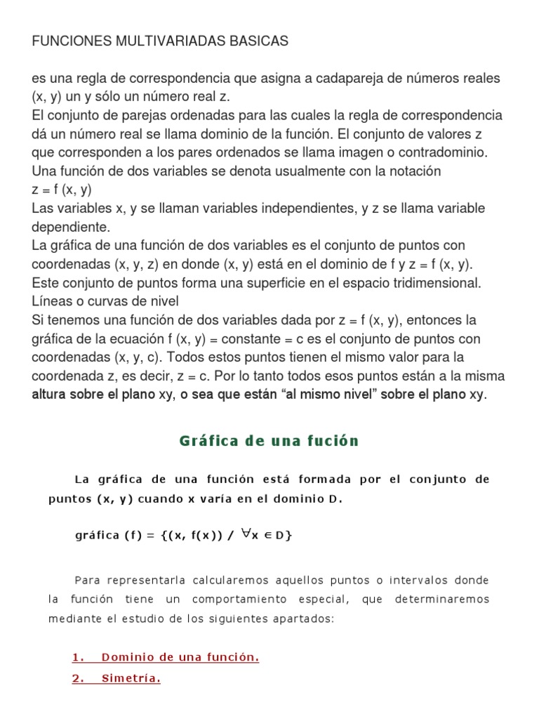 Funciones Multivariadas Basicas | PDF