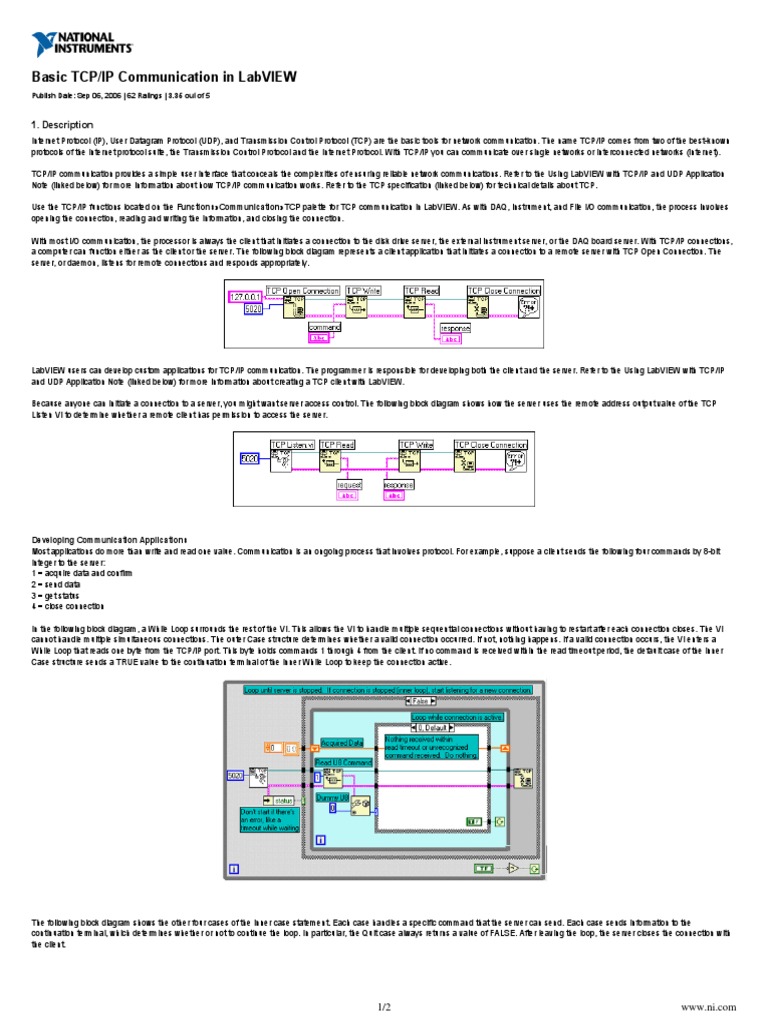 Basic Tcp/Ip Communication in Labview: 1. Description | PDF | Internet ...