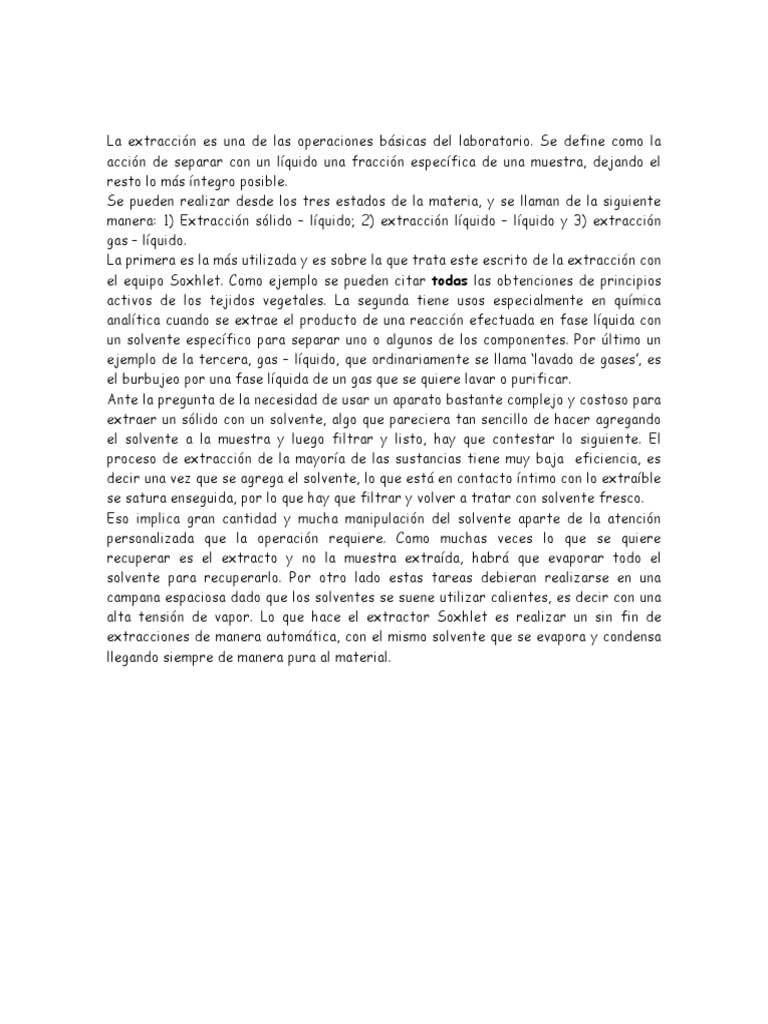 La Extracción Es Una de Las Operaciones Básicas Del Laboratorio ...