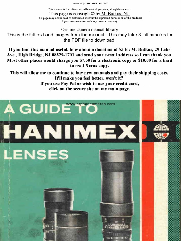 Hanimex Lenses | Download Free PDF | Camera Lens | Lens (Optics)