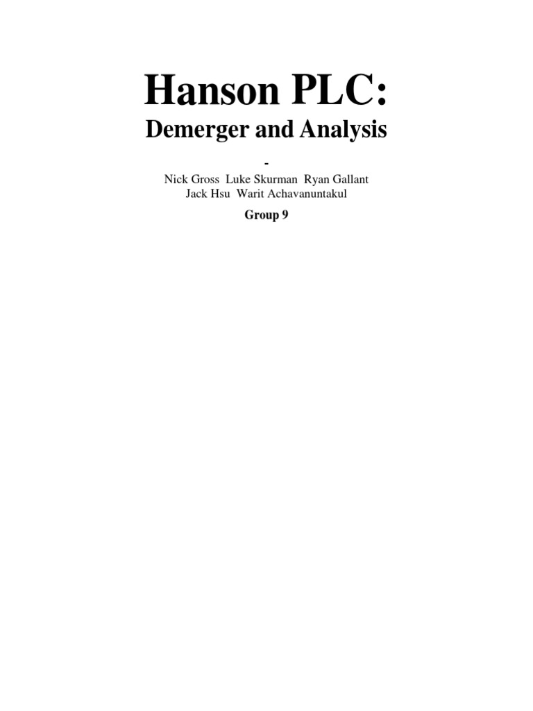 Hanson PLC | PDF | Equity (Finance) | Takeover