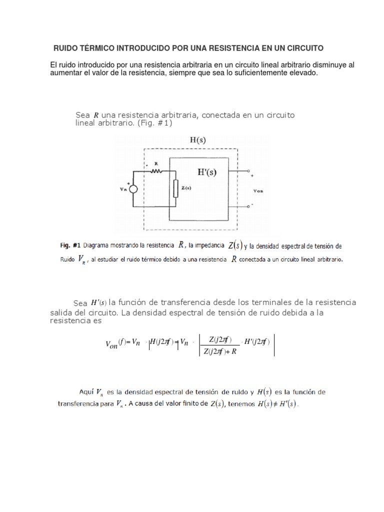 Ruido Térmico Introducido Por Una Resistencia en Un Circuito | PDF ...
