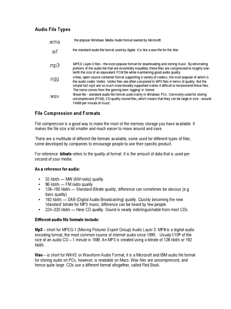 Audio File Types | PDF | Mp3 | Digital Audio