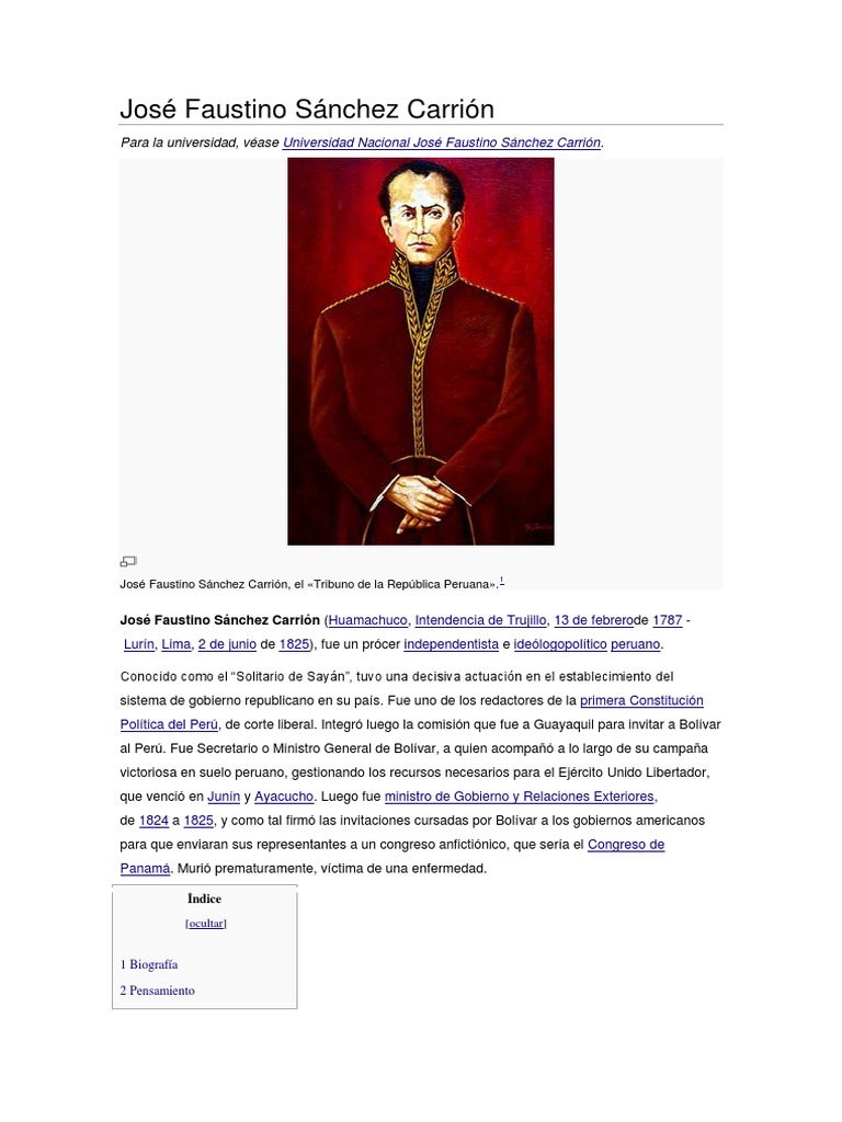 Biografía de José Faustino Sánchez Carrión | PDF | Gobierno | Política ...