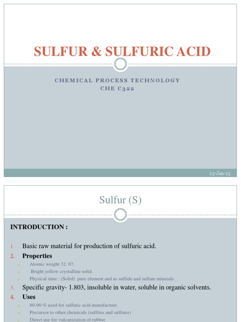 Sulfur Sulfuric Acid Industry Pdf Sulfuric Acid Catalysis
