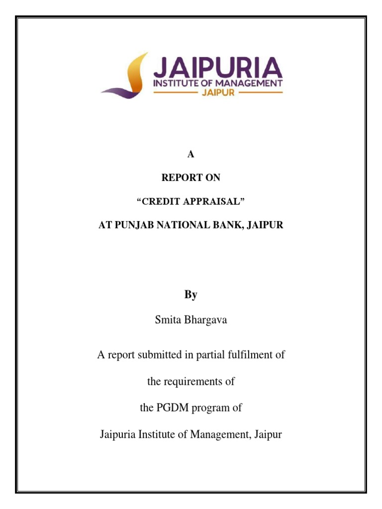 Credit Appraisal Report by Smita Bhargava | PDF