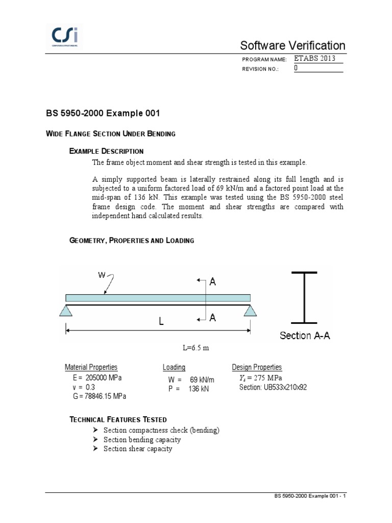 BS 5950-2000 Example 001 | PDF | Bending | Strength Of Materials