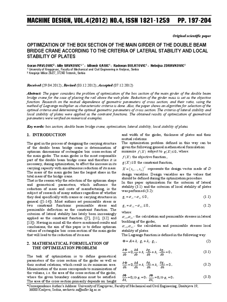 Box Girder Design Crane | PDF | Mathematical Optimization | Buckling