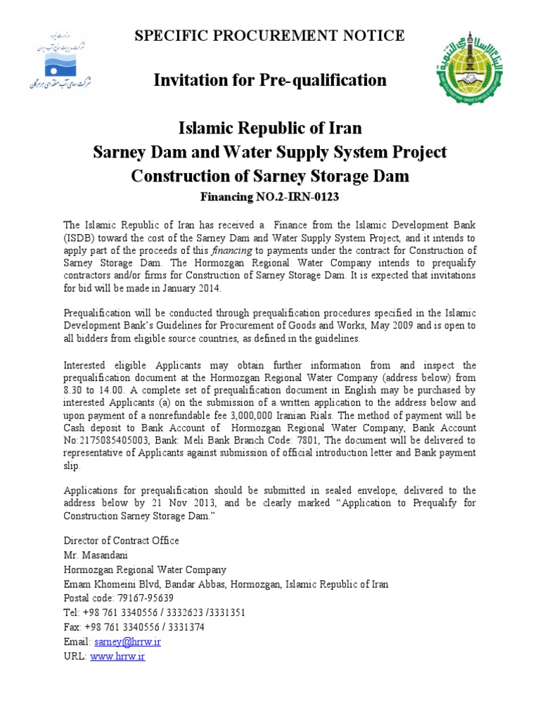 Prequalification for Sarney Dam Project | PDF | Finance & Money ...