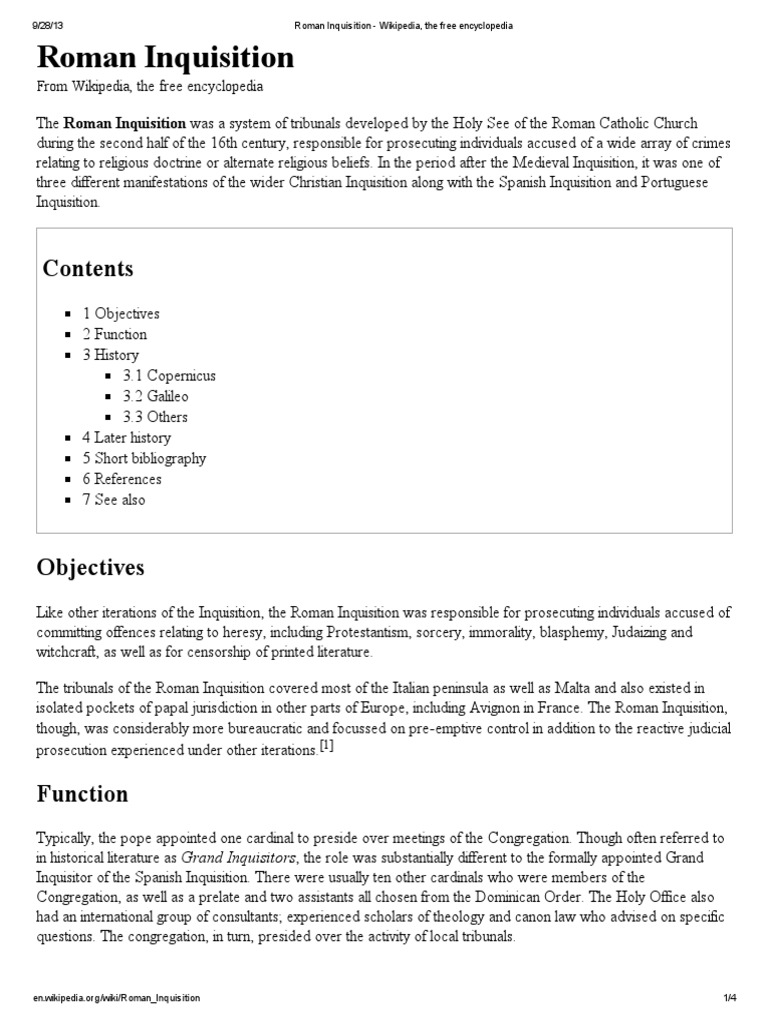 Roman Inquisition | PDF | Tribunals Of The Catholic Church | Catholic ...