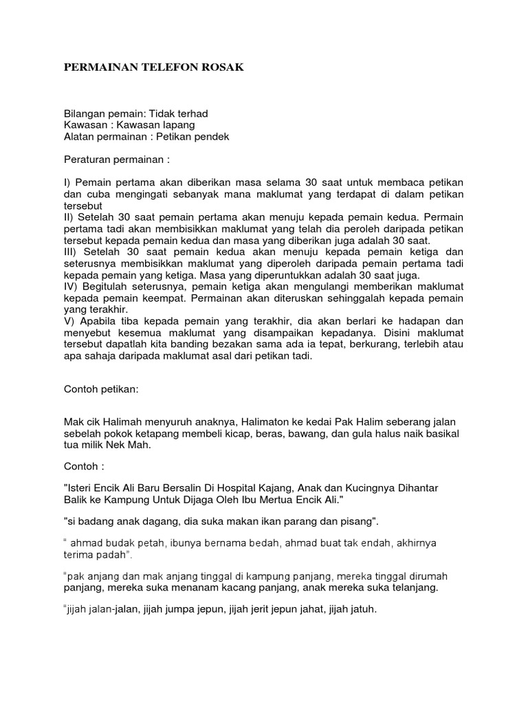 Permainan Telefon Rosak | PDF