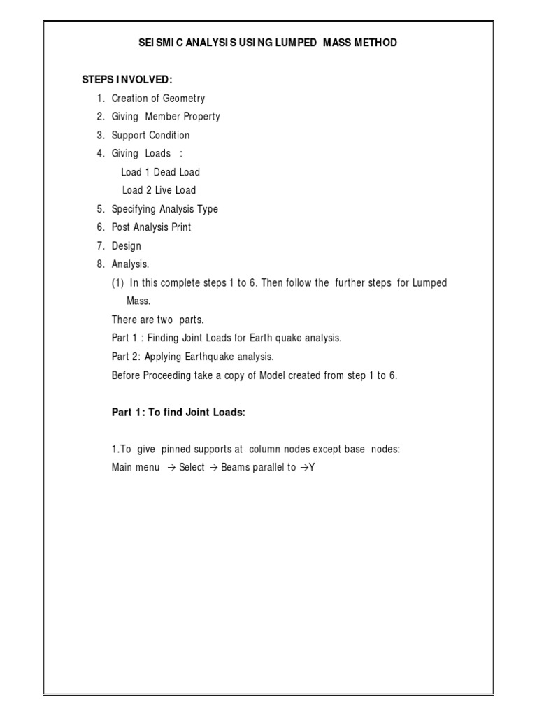 Seismic Analysis Procedure | PDF | Beam (Structure) | Structural Load