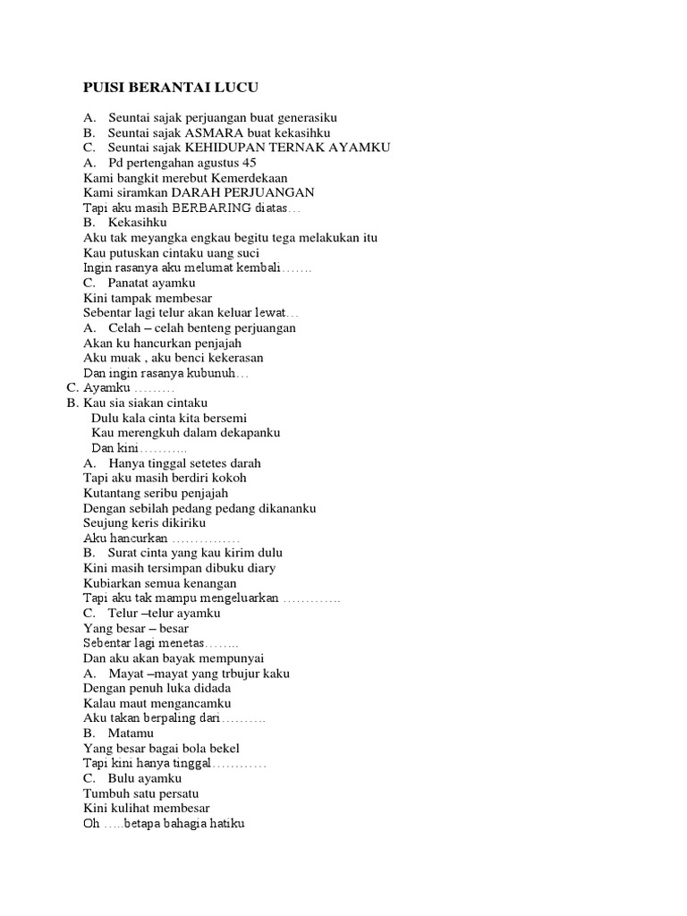 Puisi Berantai Lucu | PDF