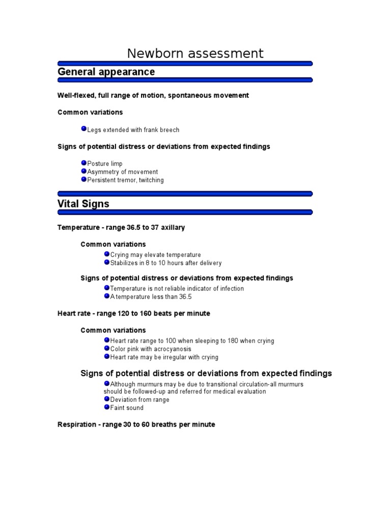 Newborn Assessment: General Appearance | PDF | Human Nose | Breathing
