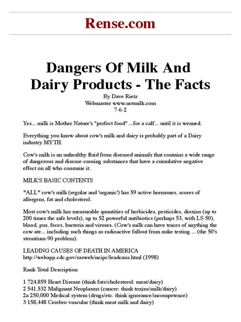 Dangers of Dairy: Health Risks Explained | PDF | Milk | Dairy