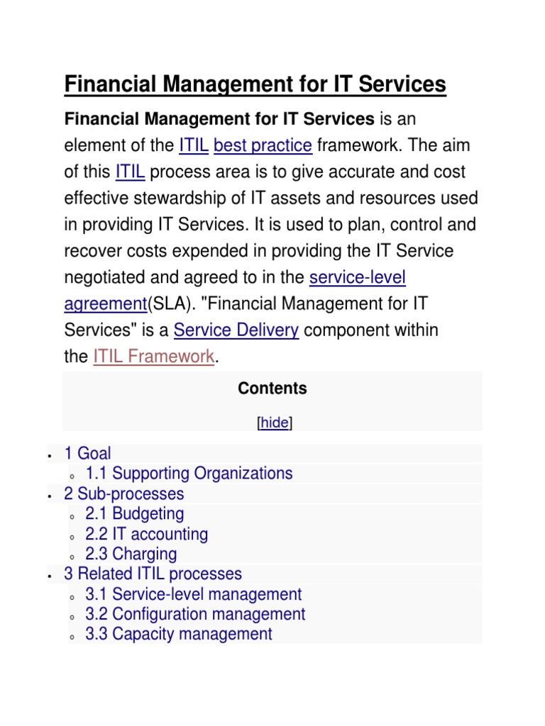 Financial Management For IT Services | PDF | Business | Business Economics