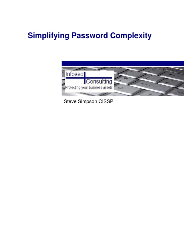 Simplifying Password Complexity Pdf Password Information Security
