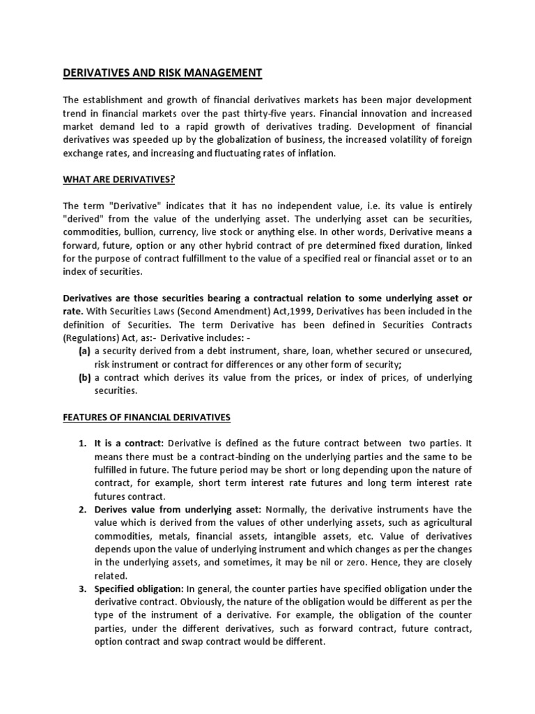 Derivatives and Risk Management PDF | PDF | Futures Contract ...