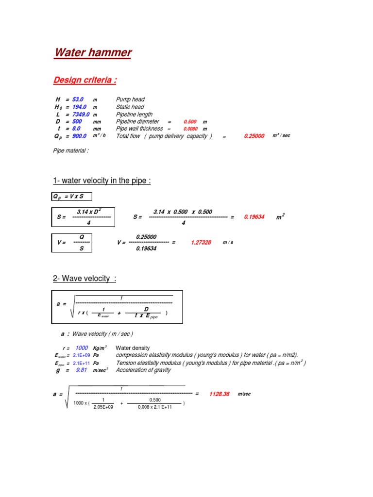 Water Hammer: Design Criteria | PDF | Pipe (Fluid Conveyance) | Waves