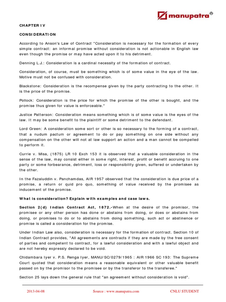 Consideration Essentials | PDF | Consideration | Lawsuit