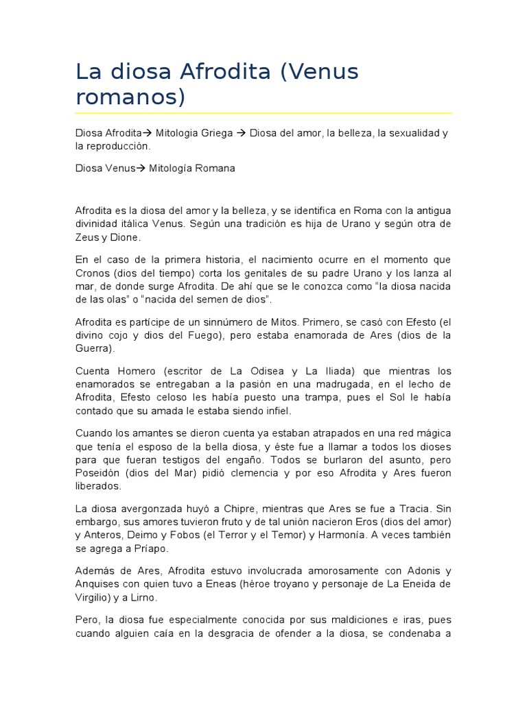 La Diosa Afrodita | PDF | Afrodita | París (mitología)