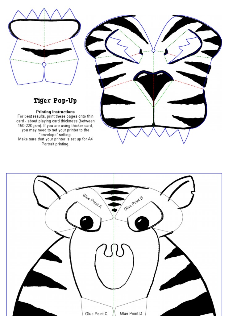 Tiger Pop-Up: Printing Instructions | PDF