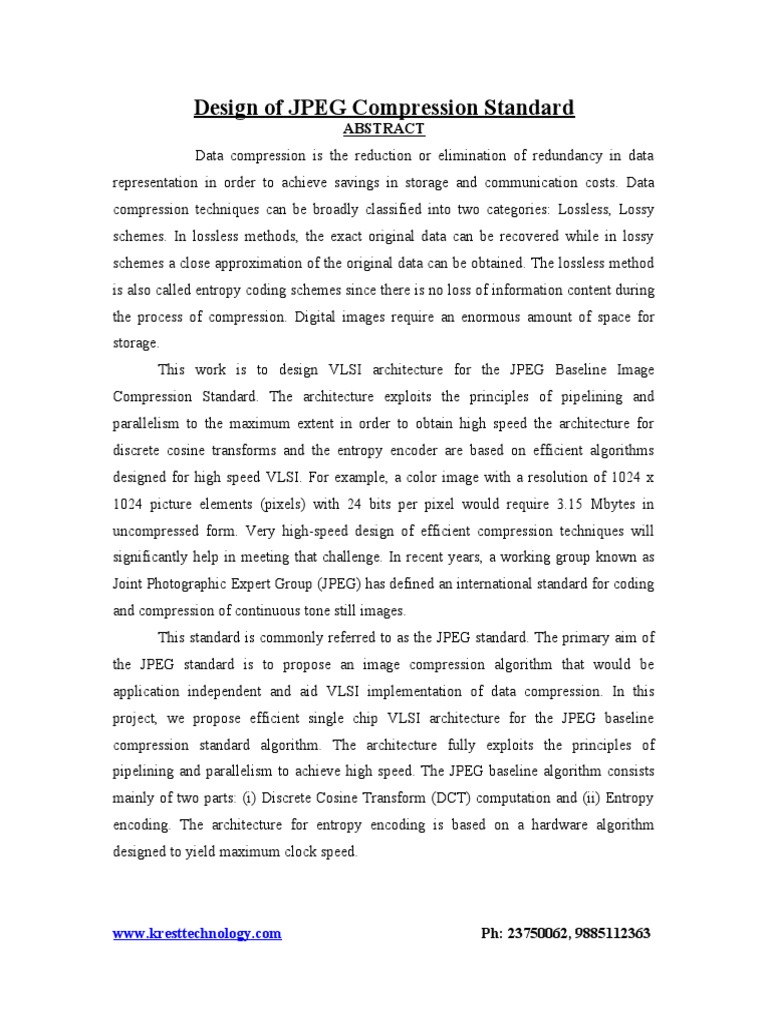 Design of JPEG Compression Standard | PDF | Data Compression | Signal Processing